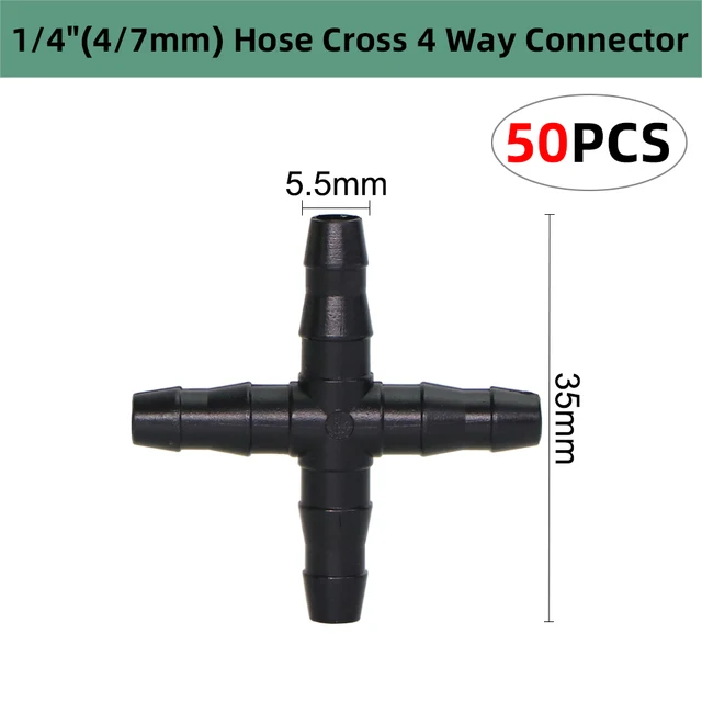 Garden Irrigation 1/4" Hose Double Barb Micro Flow Drip System Straight ...