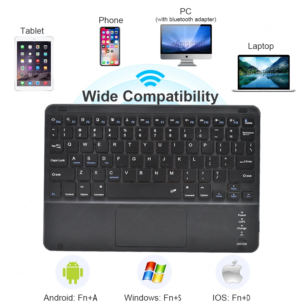 Teclado táctil Compatible con Bluetooth para iPad, Tablet, teléfono ...