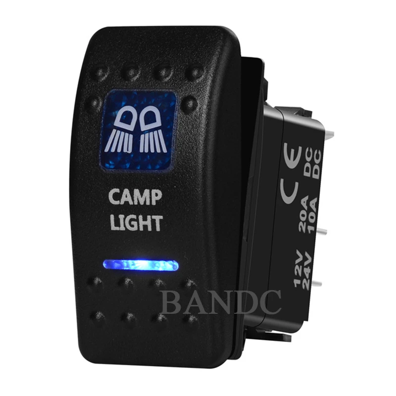 Camp Light Rocker Switch 5p On-off Dual Blue Led Light For Car Boat ...