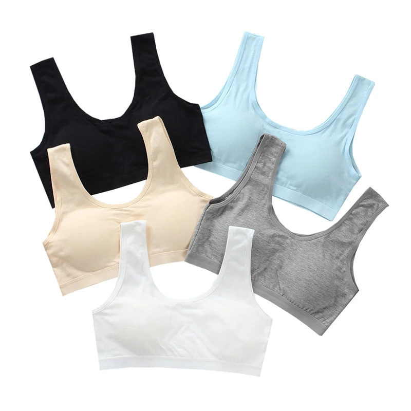2pc/lot Cotton Kids Bras Wireless Puberty Girls Bra Breathable Training ...