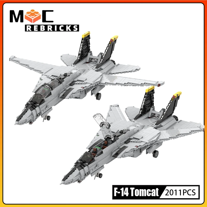 현대 군사 전투기 Grumman F 14 Tomcat MOC 빌딩 블록 항공기 모델 벽돌 키트 아이들을위한 장난감 크리스마스 ...