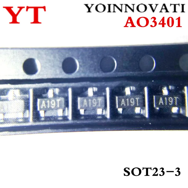 3000 unids/lote AO3401 3401 A19T MOSFET P CH 30V 4A SOT23|p-ch mosfet| - AliExpress