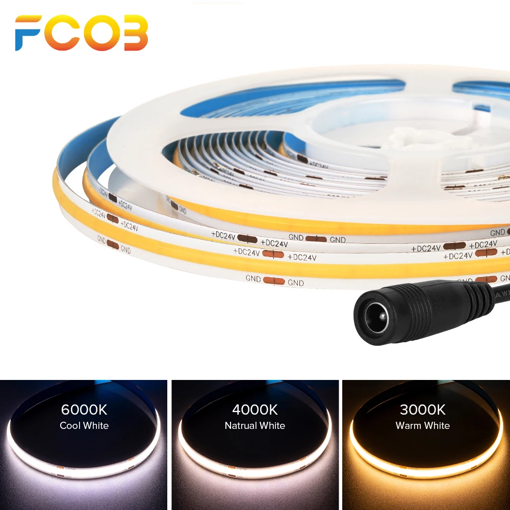 528 LEDs COB Led Lights FCOB LED Strip Light High Density FOB Flexible ...