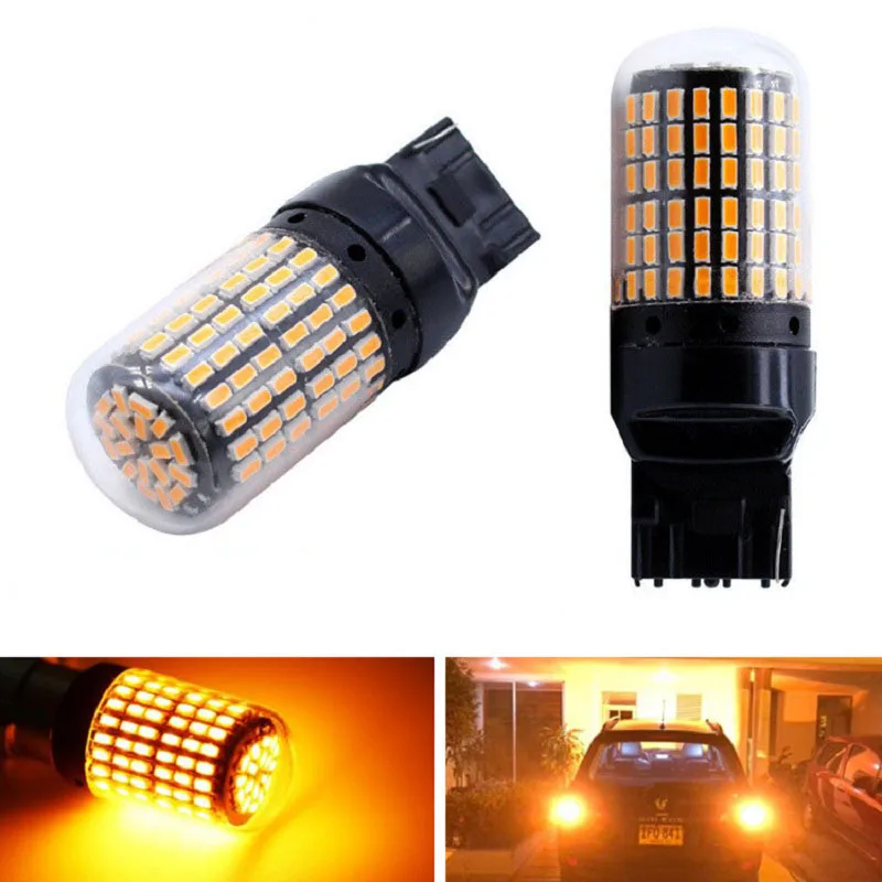 2PC Canbus No Hyper Flash Amber Yellow 7440 W21W WY21W T20 LED ...