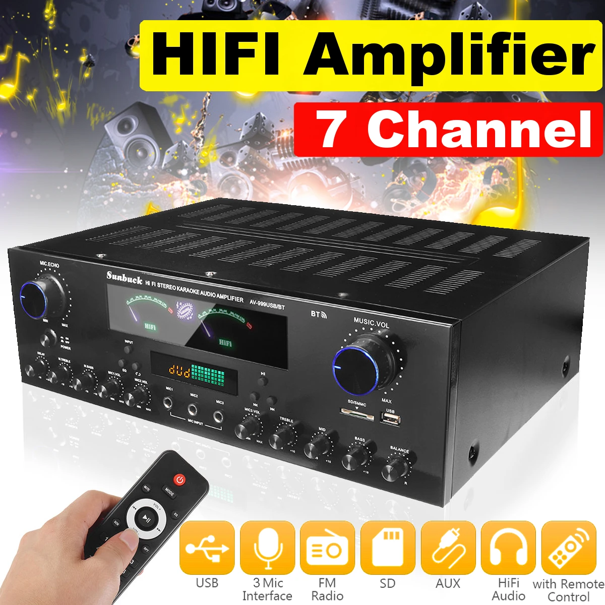 SUNBUCK-AMPLIFICADOR-DE-potencia-de-Audio-de-7-canales-altavoz-AV-Amp ...