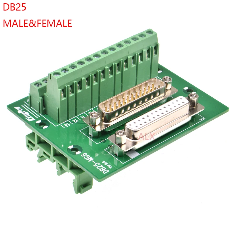 1PCS-DB25-male-female-socket-to-terminal-block-adapter-pcb-board-D-SUB ...