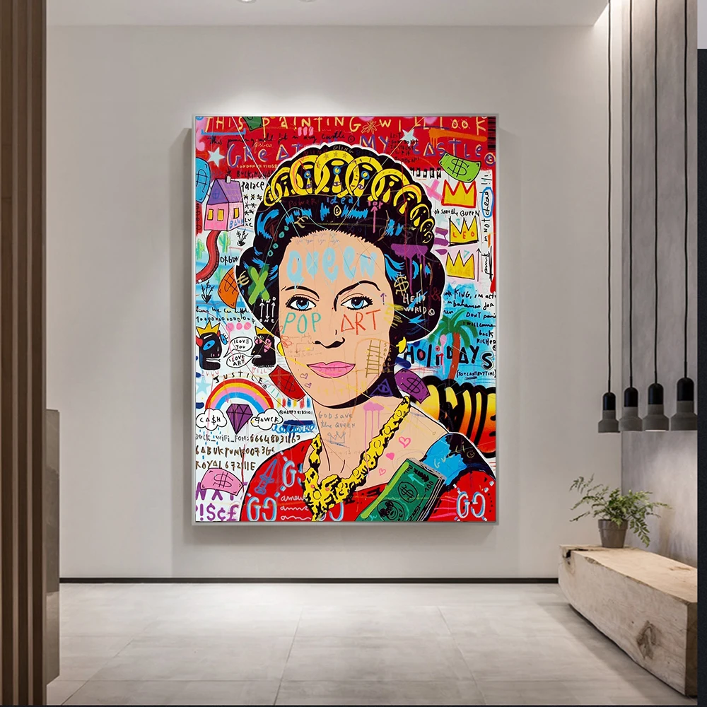 Graffiti "Queen Elizabeth II" Posters Prints Popular Andy Warhol ...