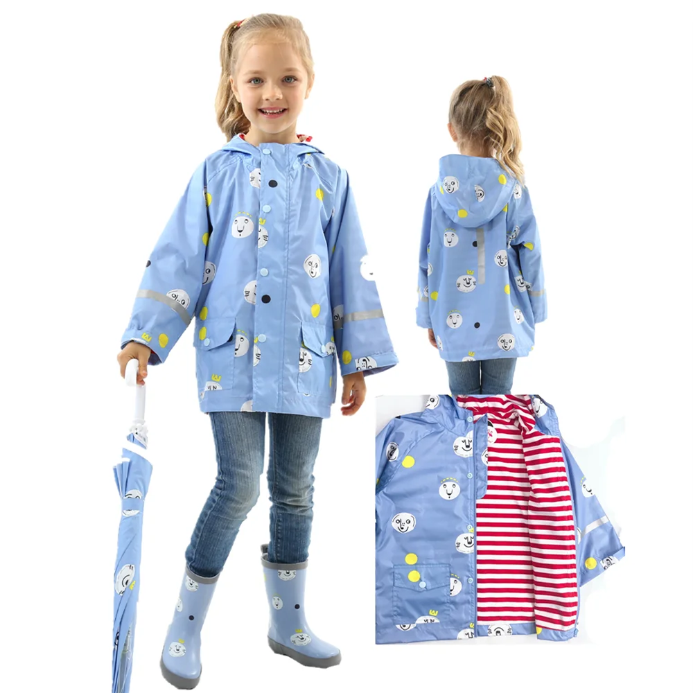 Raincoat Kids Girls Jacket Coat Rainsut Double Layer Windbreaker ...