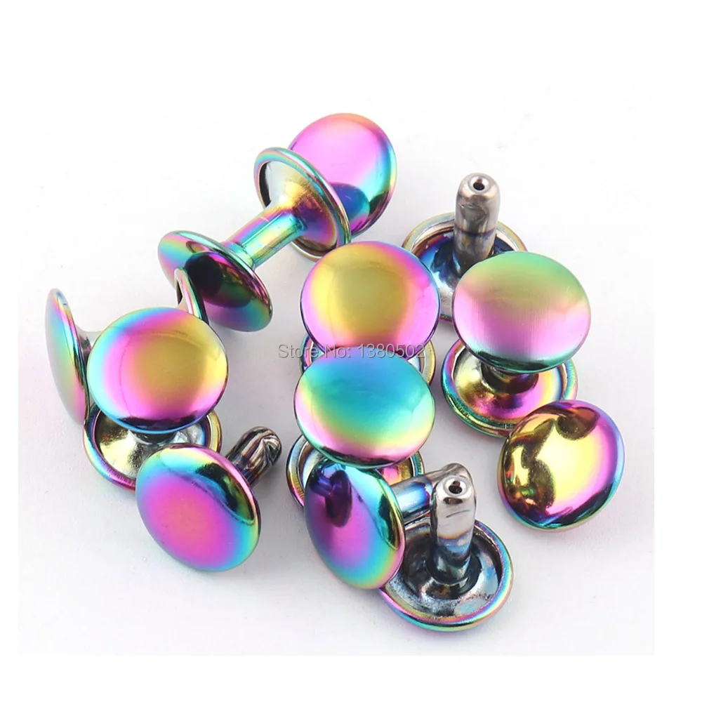 100sets-lot-8-9-10mm-rainbow-Color-Metal-Double-Cap-Rivet-Stud-rapid ...