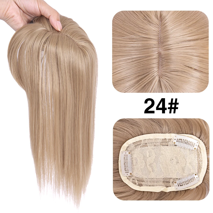 Synthetic clip on hair topper wig with bangs (Brand - Leeons) - Hair.lk