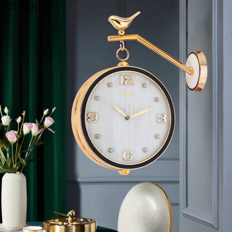 European-Golden-Bird-Wall-Clock-Modern-Design-Silent-Sweep-Needle ...