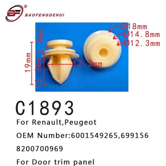 Car Pull Pin Positioning Buckle Fit Door Trim Panel For Renault,Peugeot ...