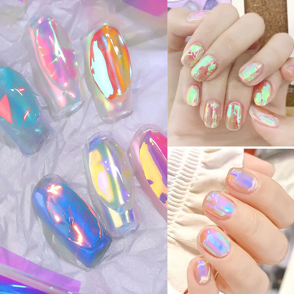 4-50cm-Aurora-Ice-Cube-Nail-Art-Cellophane-Large-Colorful-Transfer-Foil ...
