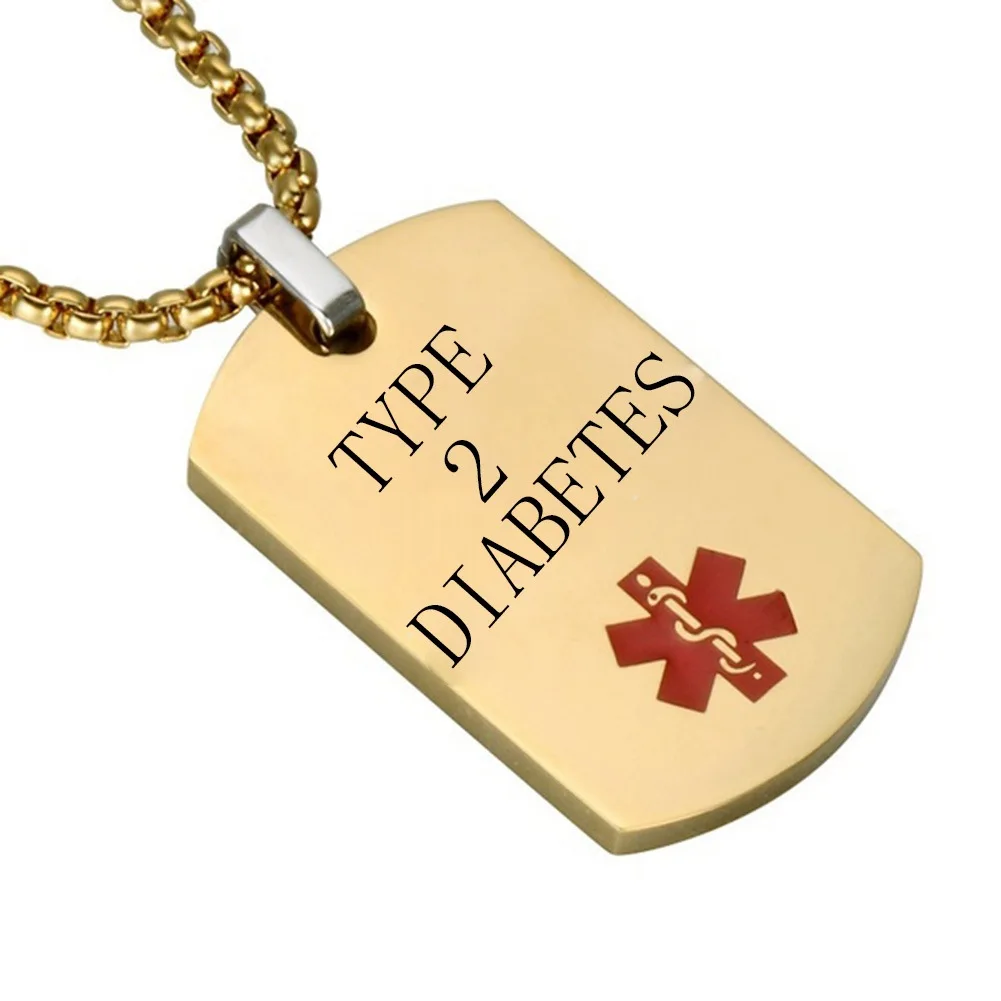 TYPE-2-DIABETES-Dog-Tag-Medical-Alert-ID-Necklace-for-Men-ICE-SOS ...