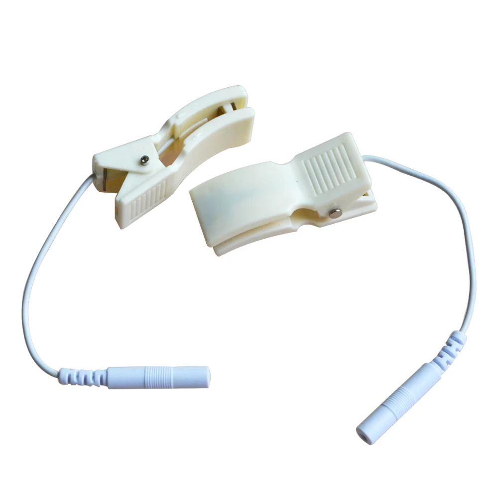 1pair Electrode Tens Massager Ear Clip Lead Wire Cable Electrode Pad ...
