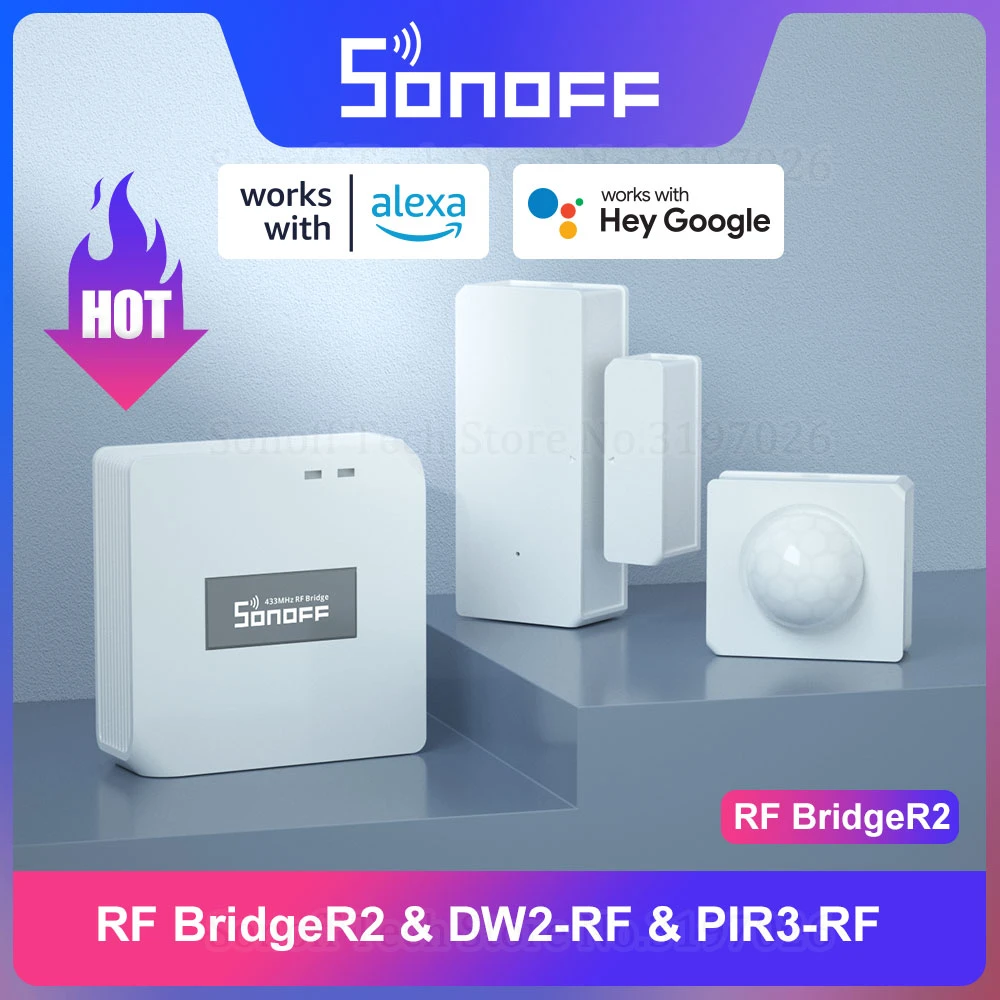 SONOFF RF Bridge R2 433MHz Gateway DW2 PIR3 Door Window Motion Sensor ...