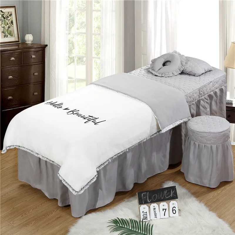 4pcs-Hello-Beautiful-Bedding-Sets-for-Beauty-Salon-Massage-Spa-Tassel ...