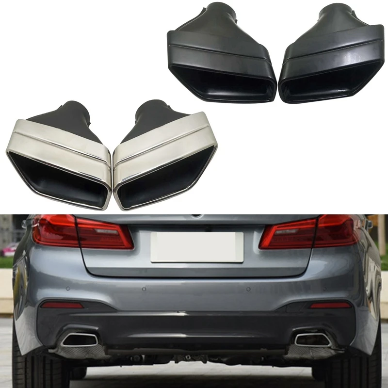 1-Pair-Square-Car-Exhaust-Systems-Tip-Nozzle-Muffler-Tailpipe-For-BMW ...