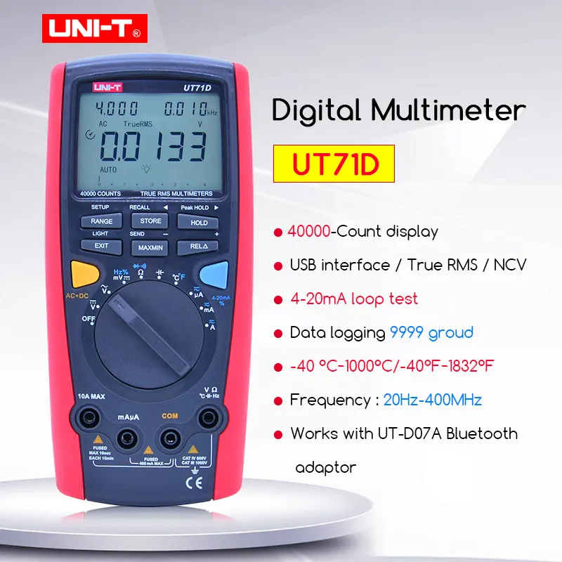 Digital-MultiMeter-UNI-T-UT71D-DC-AC-Voltage-current-meter-Resistance ...