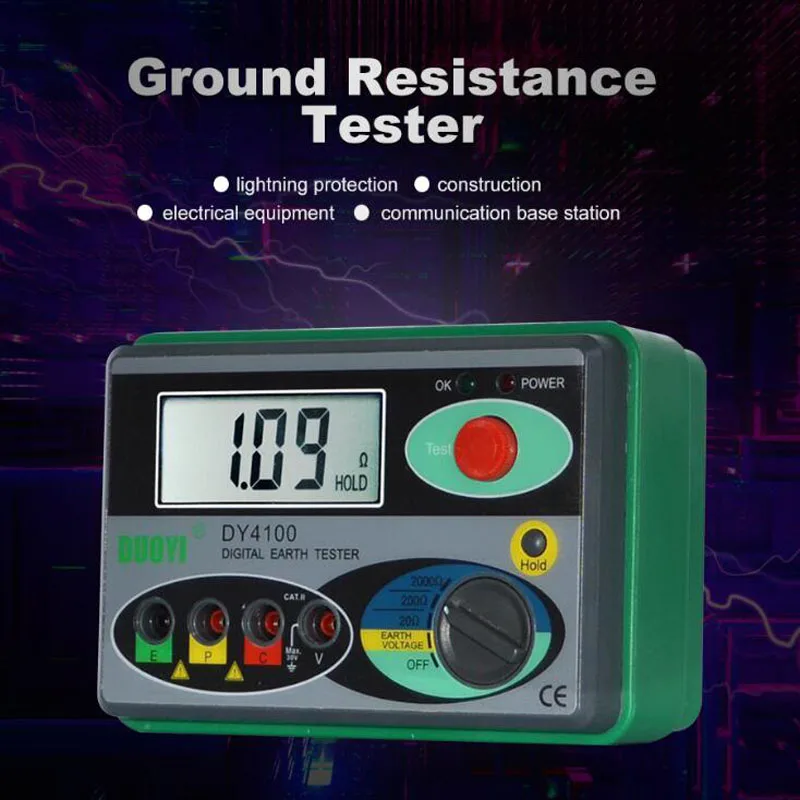 DY4100-Higher-Accuracy-Resistance-Tester-Real-Digital-Earth-Tester ...