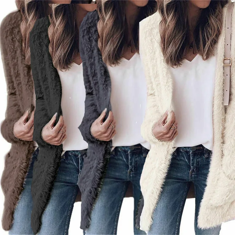 Chaqueta de pelo caliente de Invierno para mujer, Chaqueta larga ...