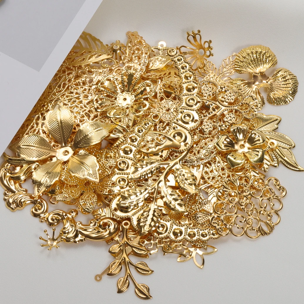 50g-100g-Metal-mixto-flor-filigrana-envolturas-conectores-hierro-Metal ...
