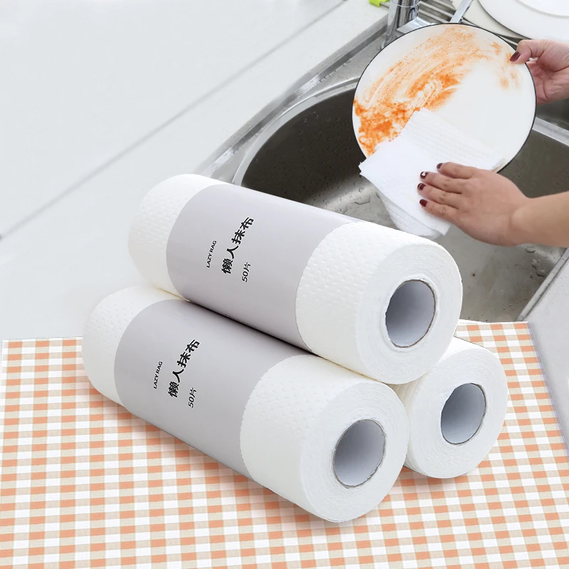 50pcs/Roll Non woven Kitchen Cleaning Cloth Disposable Eco friendly ...