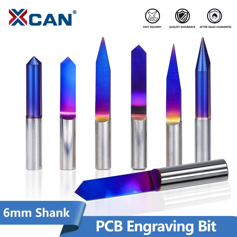 XCAN V Shape PCB Carving Bit Tungsten Carbide 3D Milling Cutter 6mm ...