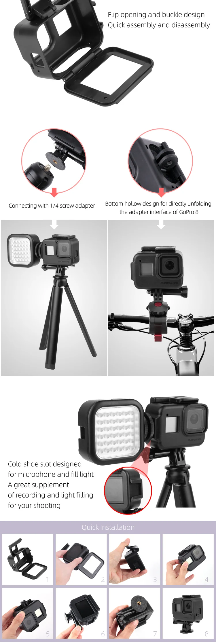 Sunnylife Plastic Protective Case Shock Proof Case for Gopro Hero 8 ...