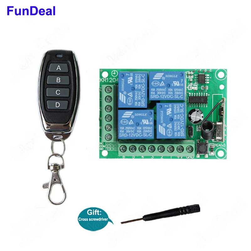 433Mhz-DC-12V-Universal-Wireless-RF-Remote-Control-Switch-4CH-Relay ...