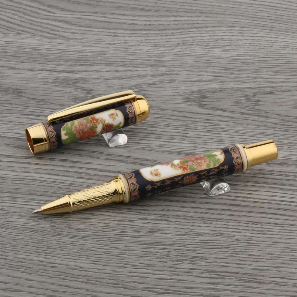Cloisonne Porcelain Ball Point Pens Penoy Flower Golden gift Trim ...