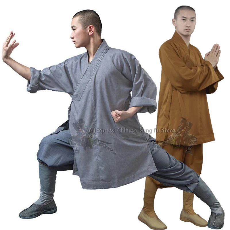 Shaolin Temple Buddhist Monk Robe Arhat Kung fu Uniform Martial arts ...