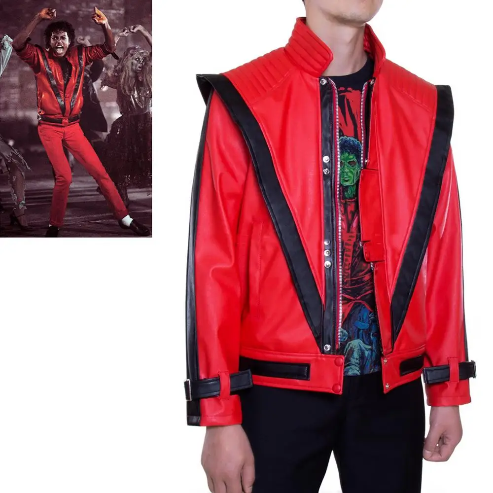 Red Leather Coat Michael Jackson Mj Thriller Mtv White Michael Jackson ...