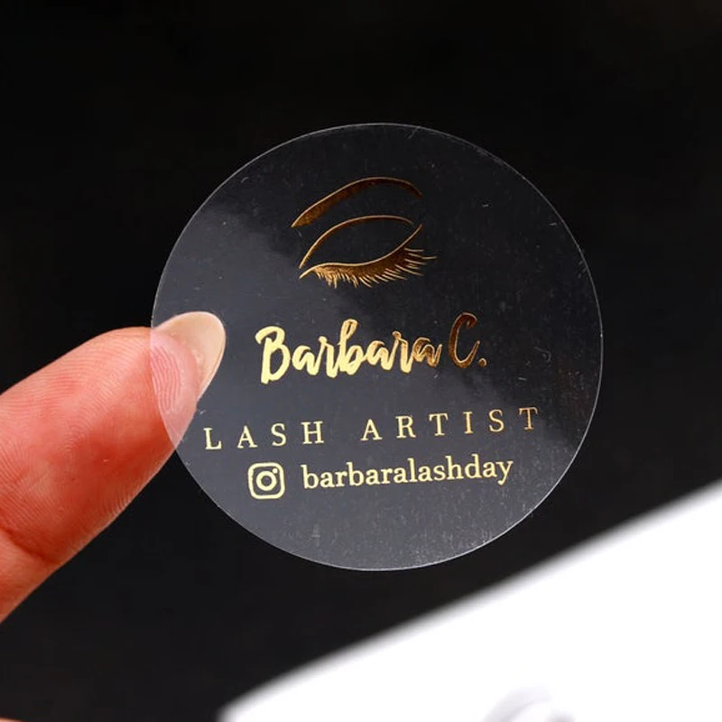 Custom Lash Logo Labels Stickers, Clear Gold Foil Eyelash labels great ...