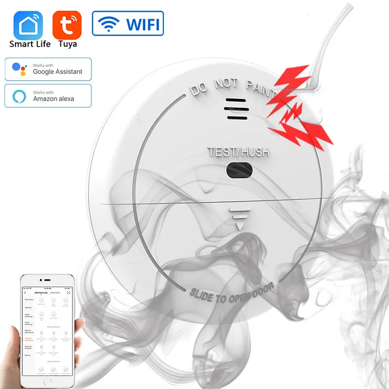 Wifi Tuya Smart Smoke Detector 80DB Alarm Fire Smoke Sensor Wifi Fire ...