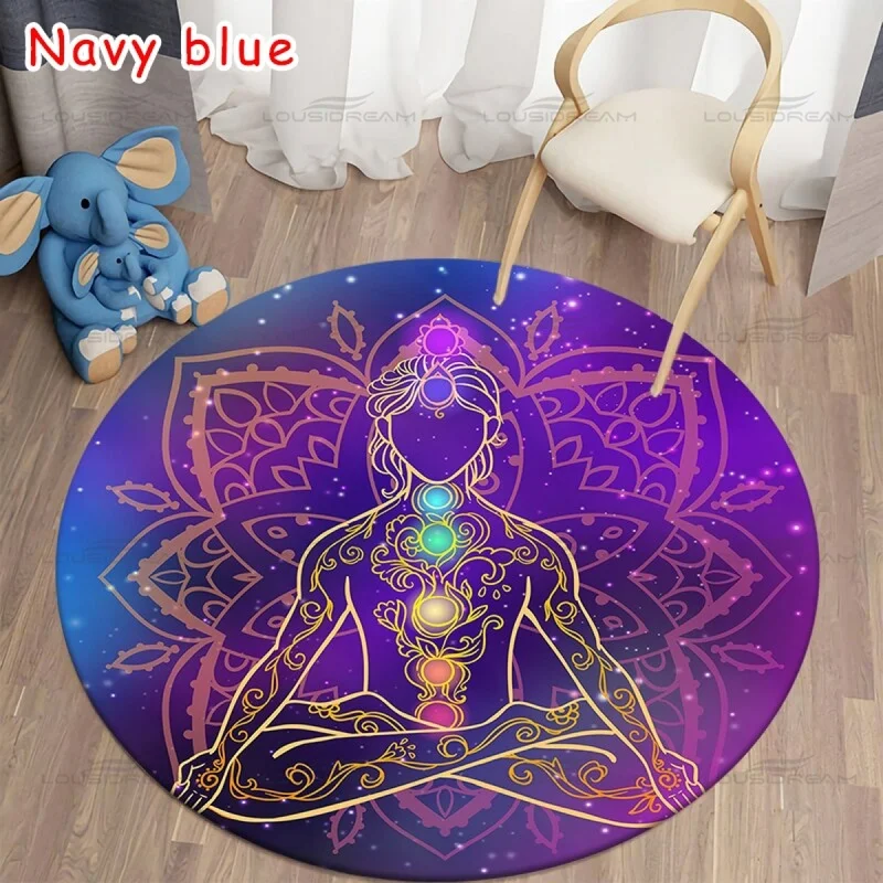Round-Meditation-Chakra-Pattern-Carpet-Yoga-Practice-Area-Rug-Indoor ...