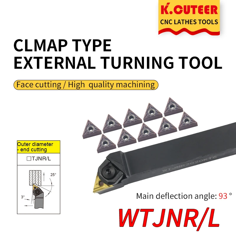 1pc WTJNR1616H16 WTJNR2020K16 WTJNR3232P16 External Triangul Turning Tool Holder TNMG16 Carbide ...