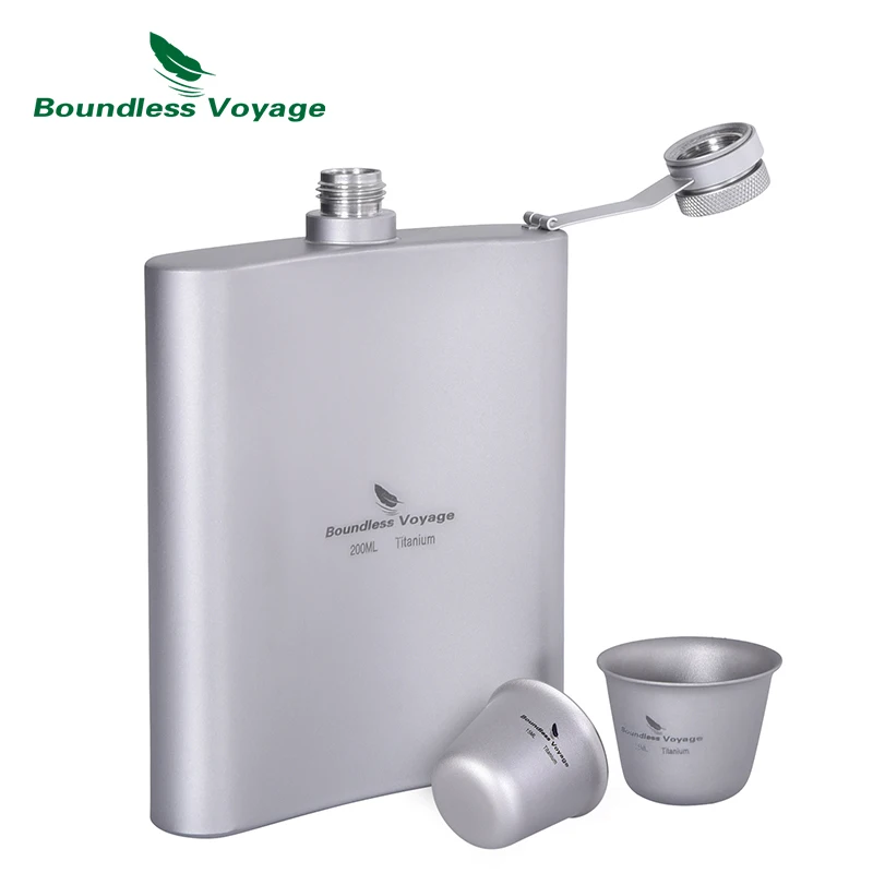 Boundless Voyage 200ml Titanium Hip Flask Sake Cup with Funnel Outdoor ...