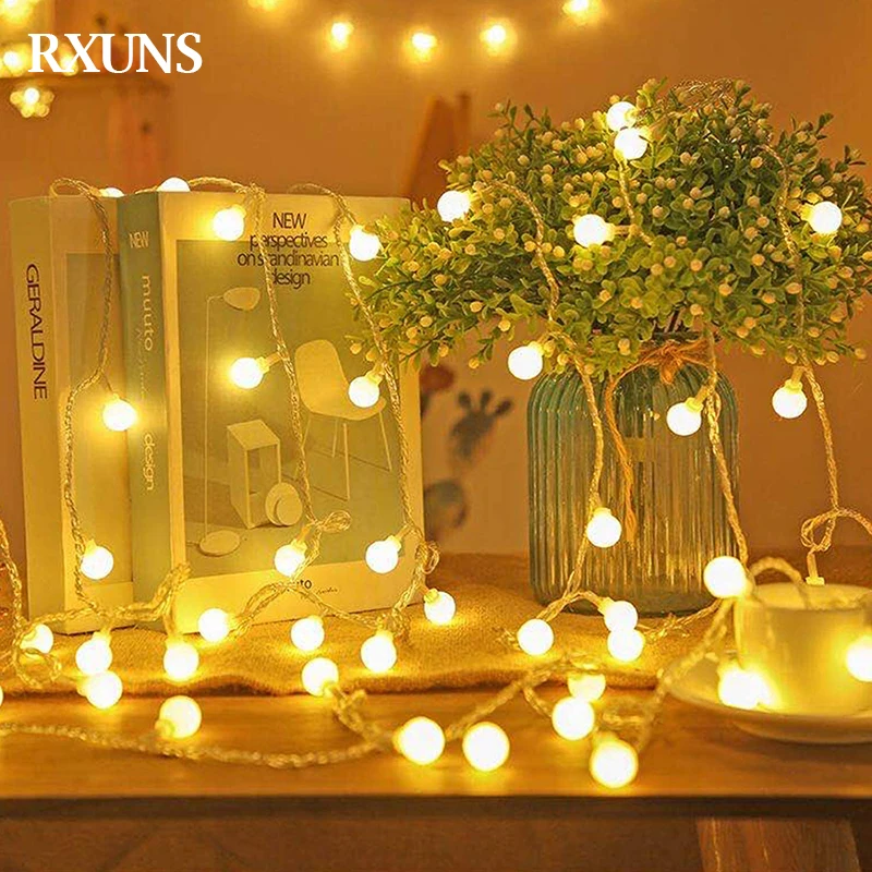 Led Crystal Ball String Lights Garland Christmas Wedding Party Lights ...