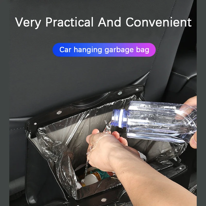 Car leather Trash Can Garbage Bag For Auto Back Seat Dustbin Waste ...