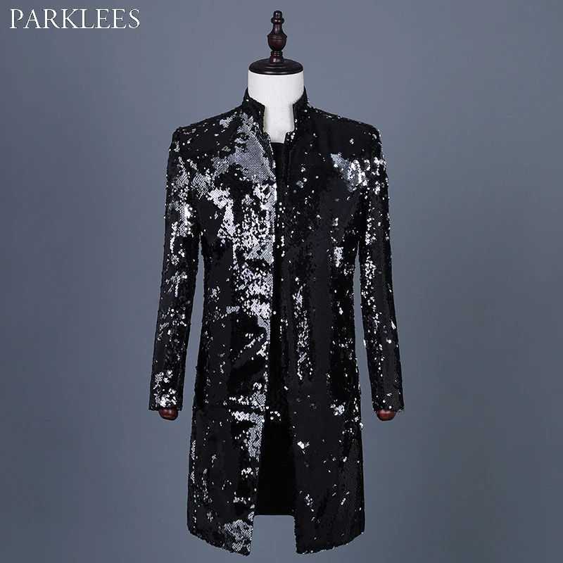 Mens Embellished Sequin Blazer Coat Jackets Shiny Glitter Flipping ...