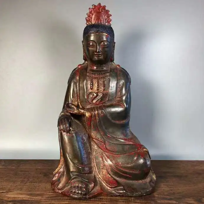 Colecci-n-de-estatua-tallada-de-Lingji-Bodhisattva-de-cobre-antiguo ...