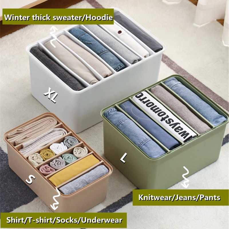 Jeans Compartment Storage Box Closet Clothes Drawer Separation Case ...