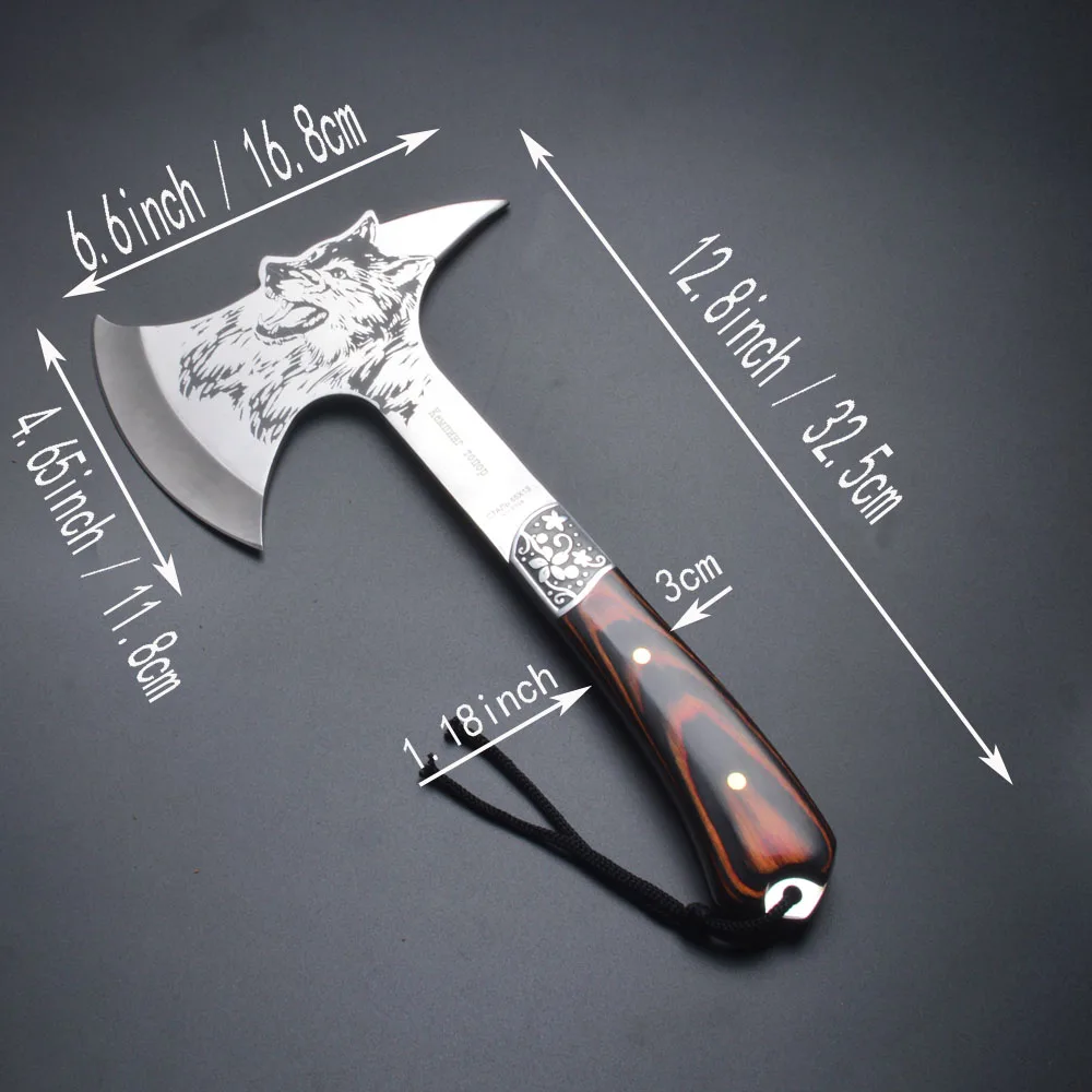 Woft hacha estampada con mango de madera, hacha multifuncional Tomahawk ...