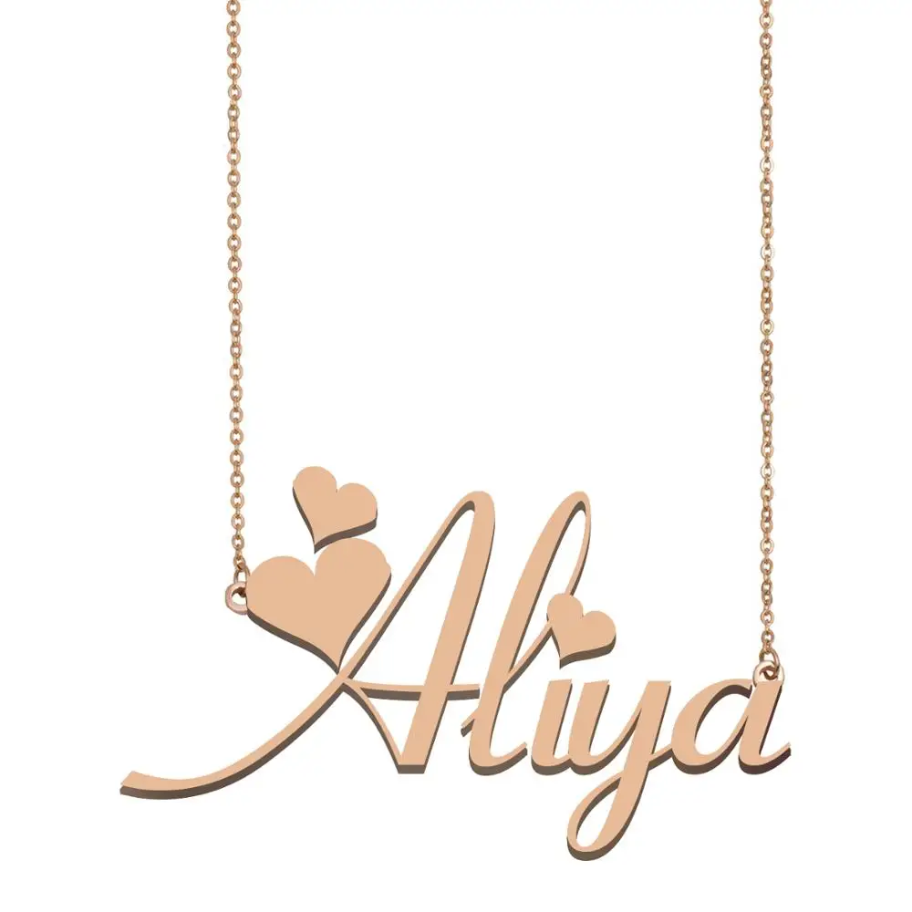 Aliya Name Necklace Gold Personalized Custom Nameplate Pendant For ...