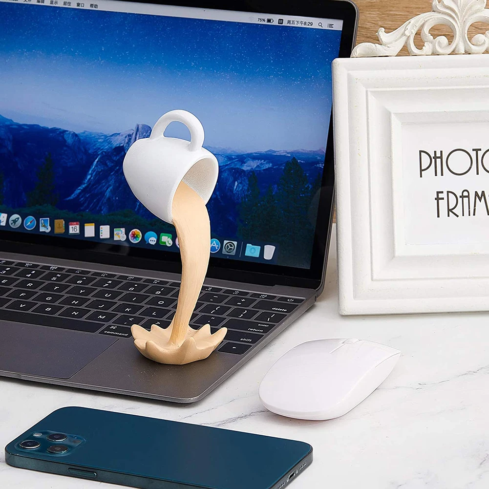 Statue deco,Sculpture de tasse à café flottante, tasse à éclaboussures ...