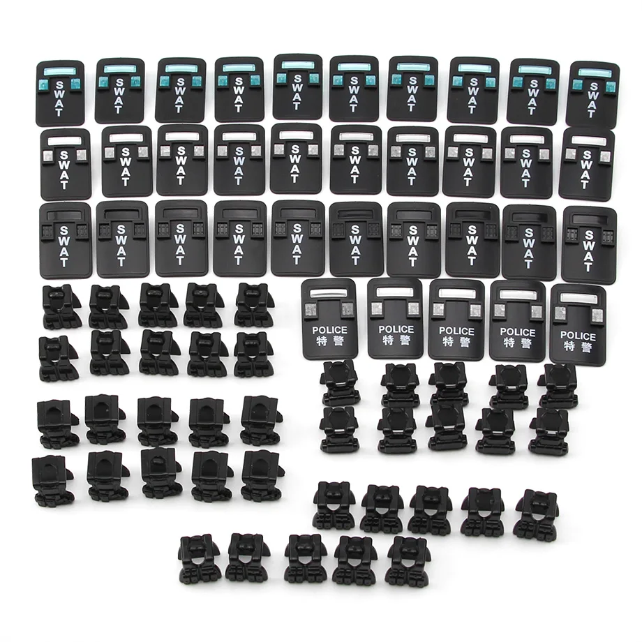 MOC Black Body Armor Vest Shield Building Blocks para Crianças, SWAT ...