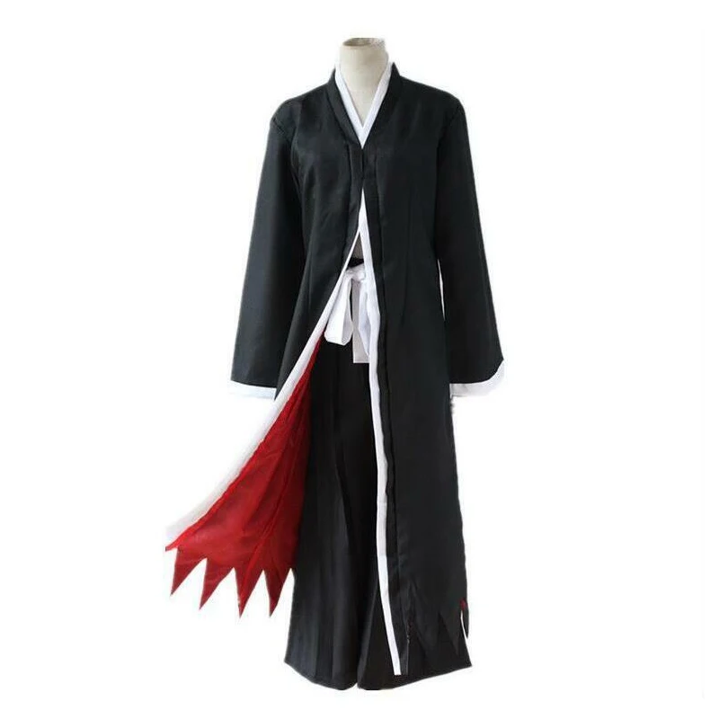 Hot Bleach Kurosaki Ichigo Robe Black Cloak Coat Japanese Anime Cosplay ...