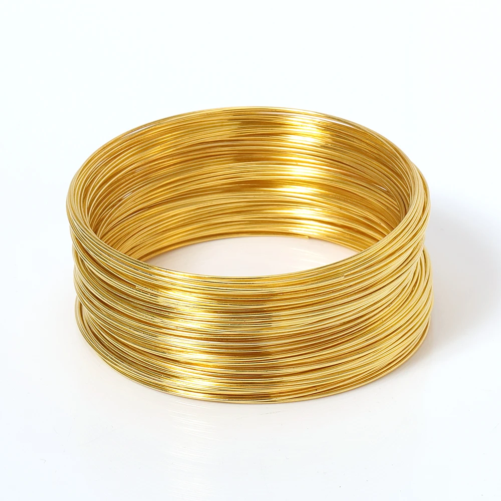 100 Loops Gold Plated Memory Steel Wire Dia 55/60mm Bracelet Bangle ...