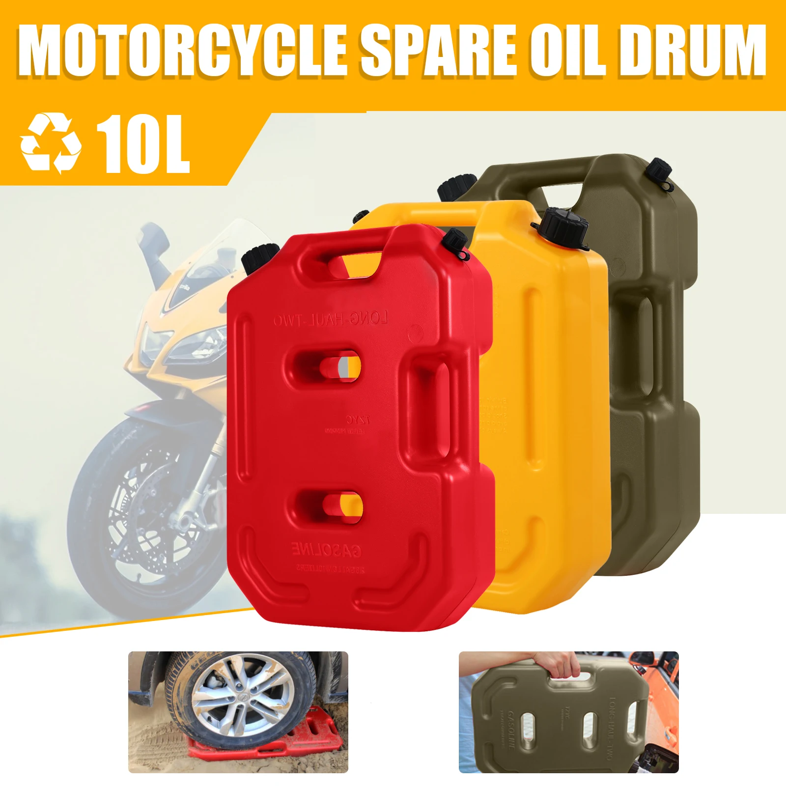 Samger 10L Plastic Petrol Cans Practical Jerry Can Long-Haul Gasoline Diesel Fuel Tank Fuel ...